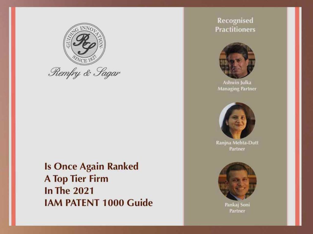 IAM Patent 1000 Rankings - 2021 - Remfry & Sagar